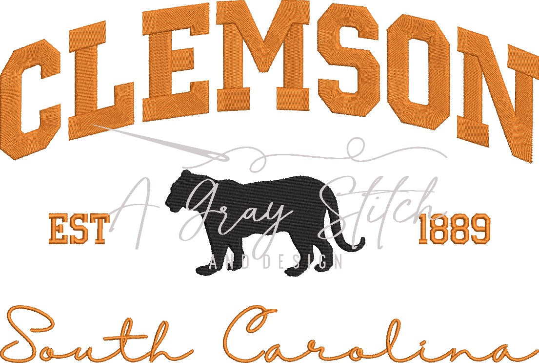 Clemson Collegiate Embroidery Design – A Gray Stitch and Design