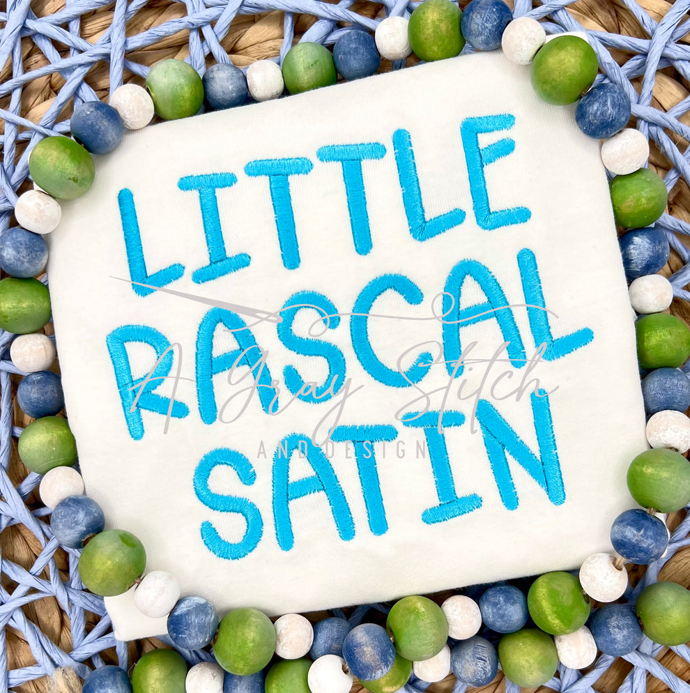 Little Rascal Satin Font Alphabet BX included – A Gray Stitch and Design