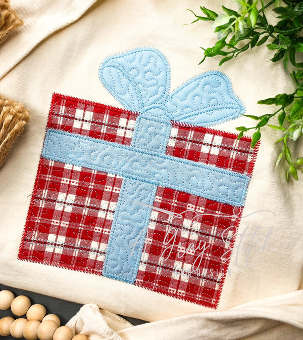 Quilted Christmas Gift Applique Design – A Gray Stitch and Design