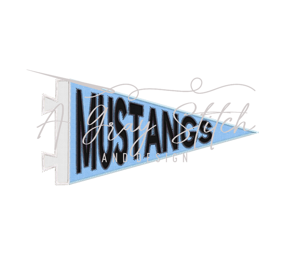 Mustangs Pennant Flag Machine Embroidery Applique Design – A Gray ...