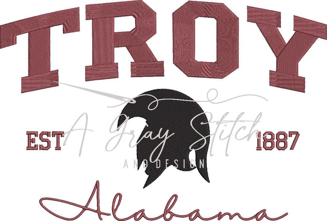 Troy Collegiate Embroidery Design – A Gray Stitch and Design