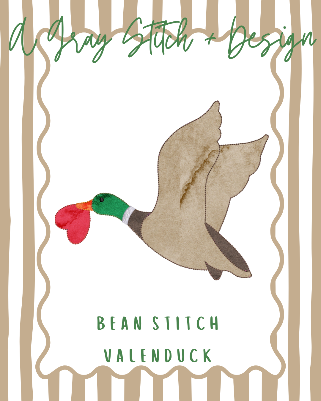 Bean Stitch Applique Valenduck – A Gray Stitch and Design