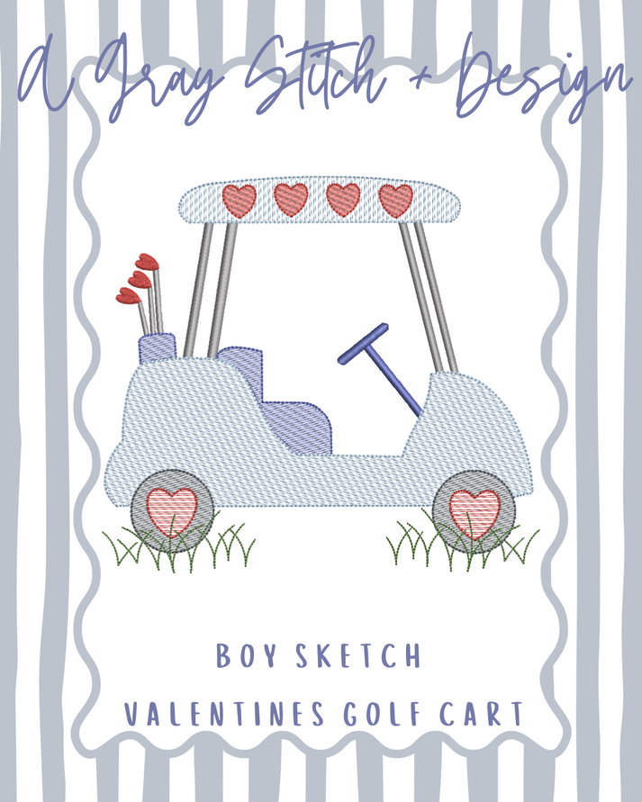 Sketch Boy Valentine Golf Cart – A Gray Stitch and Design