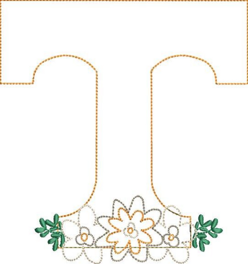 Floral Power T Quick Stitch Applique Design – A Gray Stitch and Design