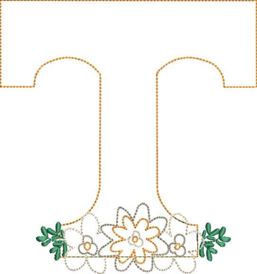 Floral Power T Quick Stitch Applique Design – A Gray Stitch and Design