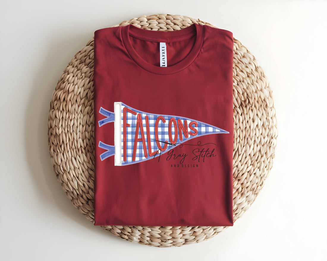 Falcons Handlettered Pennant Flag – A Gray Stitch and Design