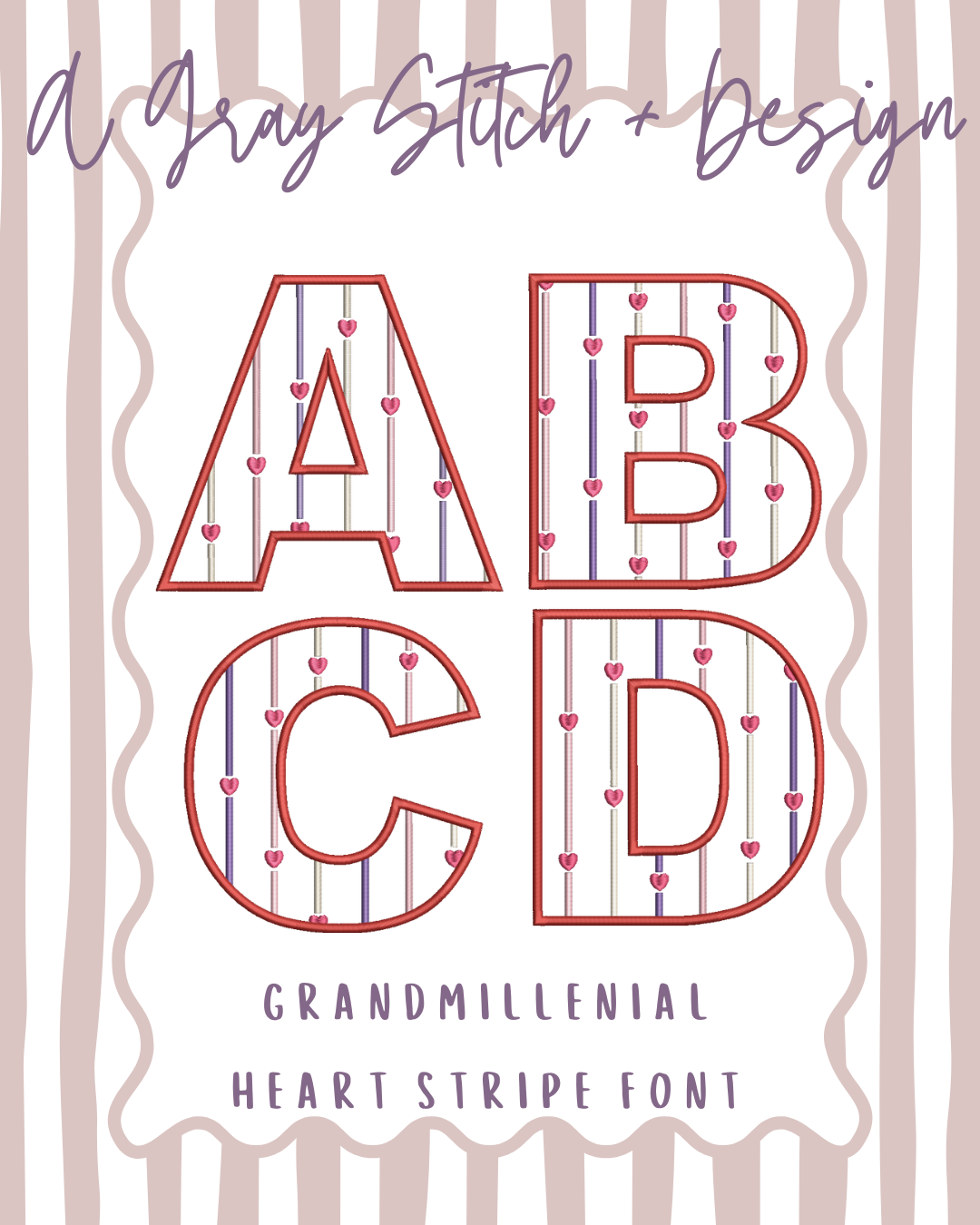 Valentine's Stripe Grandmillenial Font – A Gray Stitch and Design