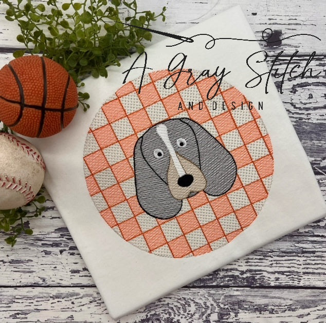 Check Background Hound Dog Mascot Sketch Fill Quick Stitch Machine Emb ...