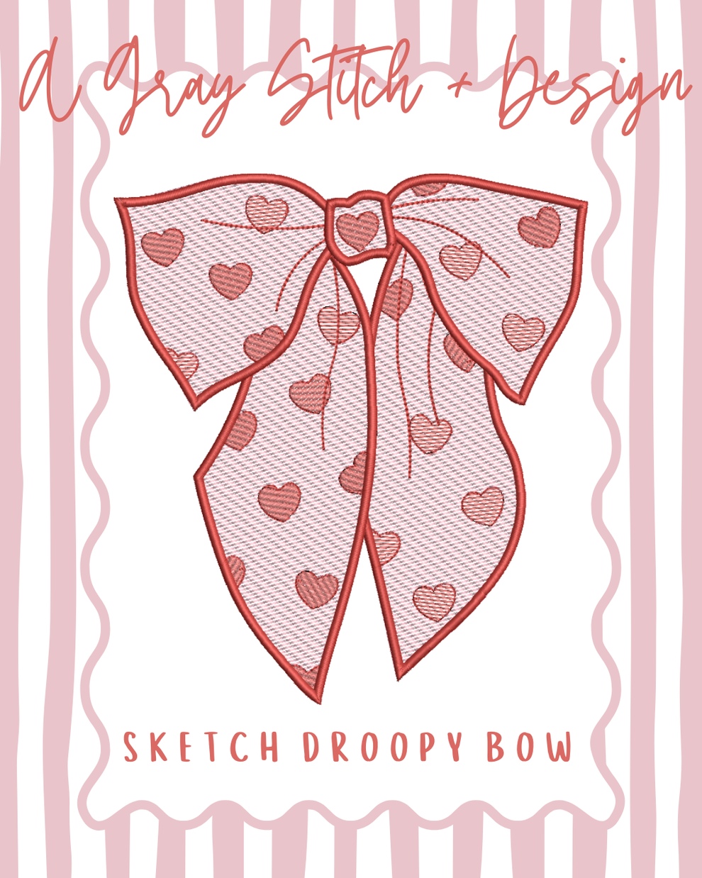 Sketch Heart Droopy Bow – A Gray Stitch and Design