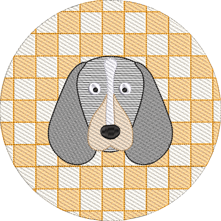 Check Background Hound Dog Mascot Sketch Fill Quick Stitch Machine Emb ...