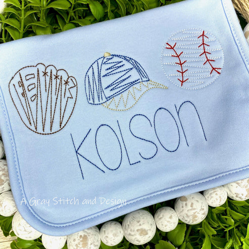 Quick Stitch Embroidery Design Sketchy Embroidery Design Baseball Trio ...