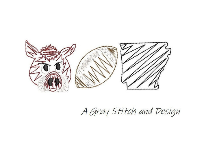Razorback Embroidery Design Sketchy Trio Quick Stitch – A Gray Stitch ...